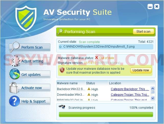 AV Security Suite (Описание и удаление) | SPYWARE-RU.COM